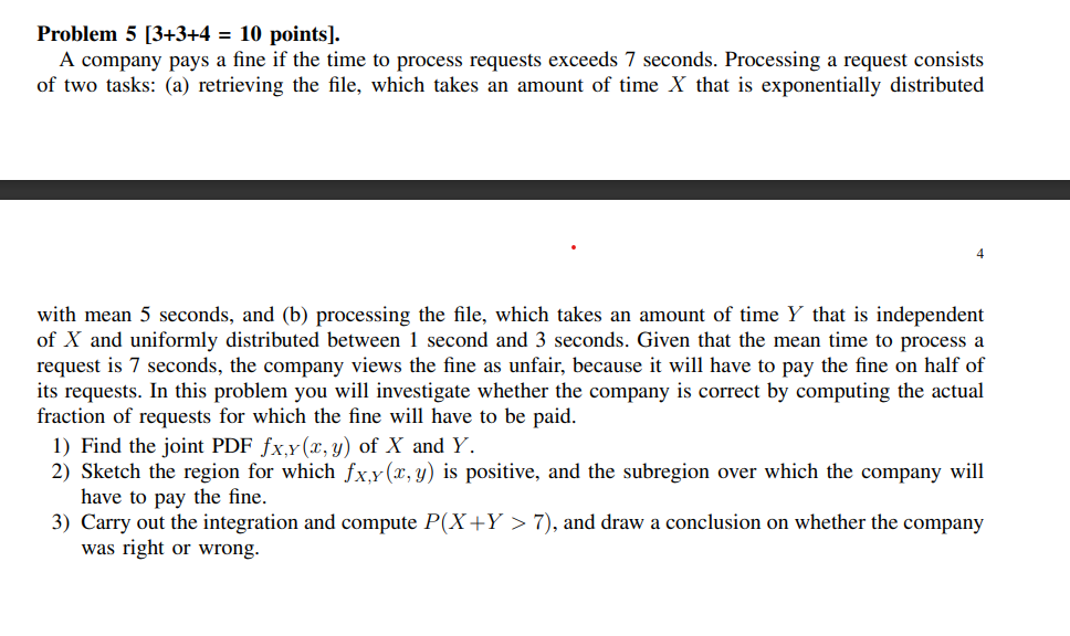 Solved Problem 5[3+3+4=10 points ]. A company pays a fine if | Chegg.com