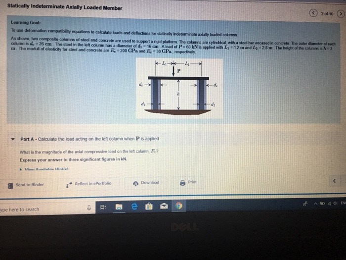 Solved Statically Indeterminate Axially Loaded Member く) | Chegg.com