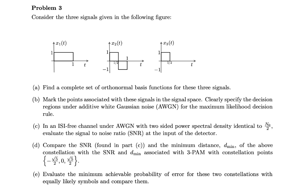 Problem 3 Consider the three signals given in the | Chegg.com