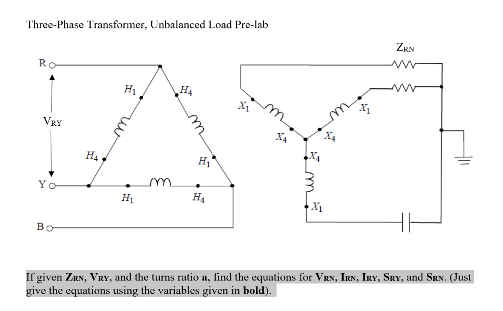 Solved Three-Phase Transformer, Unbalanced Load Pre-lab R o | Chegg.com