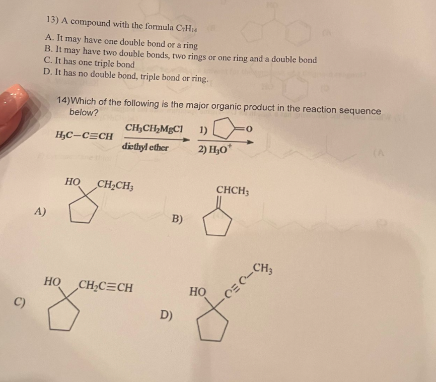 Solved 13) A compound with the formula C7H14 A. It may have | Chegg.com