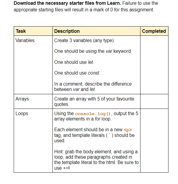 Solved Download the necessary starter files from Learn. | Chegg.com