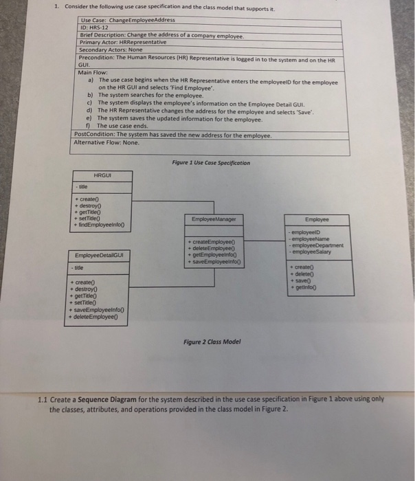 Solved 1. Consider the following use case specification and | Chegg.com