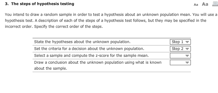 Solved 3. The steps of hypothesis testing a Aa E You intend | Chegg.com