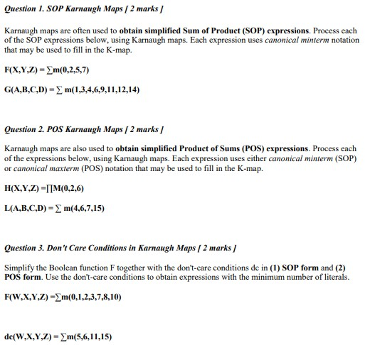 Solved Question 1. SOP Karnaugh Maps /2 marks/ Karnaugh maps | Chegg.com