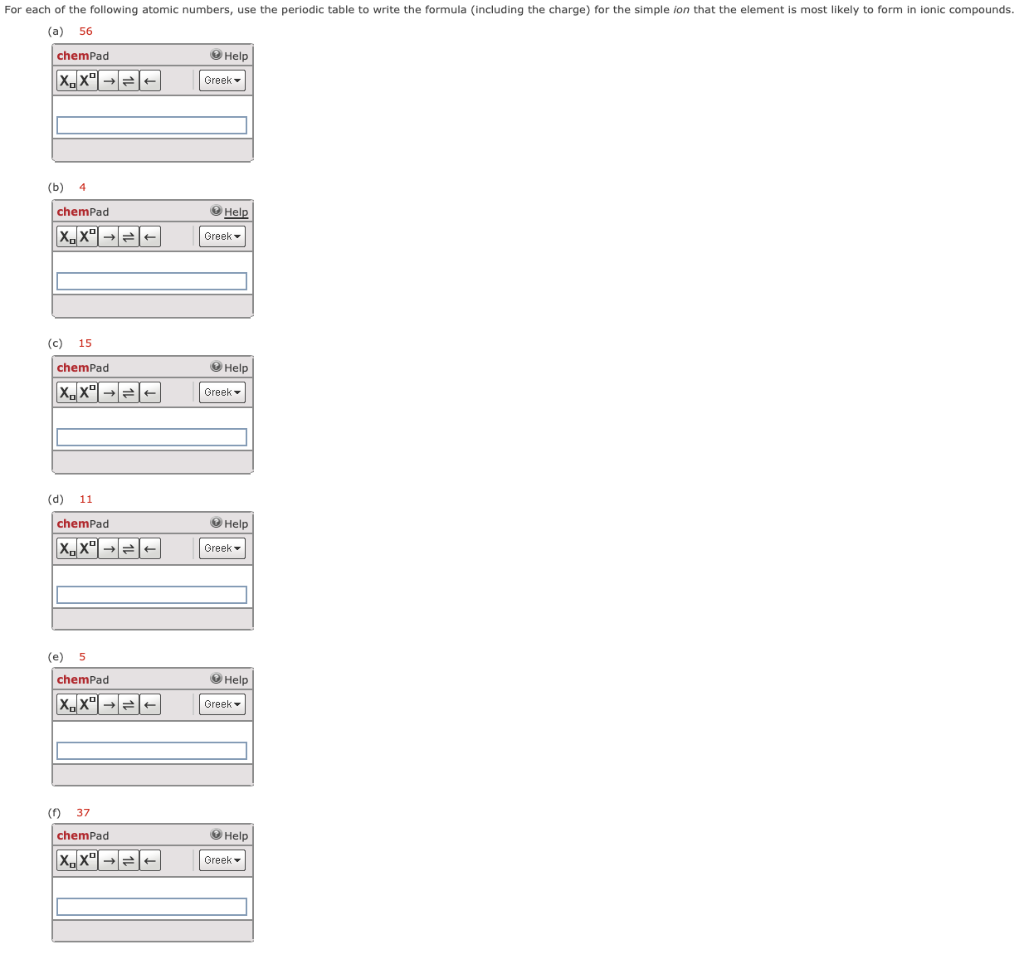 Solved For each of the following atomic numbers, use the | Chegg.com