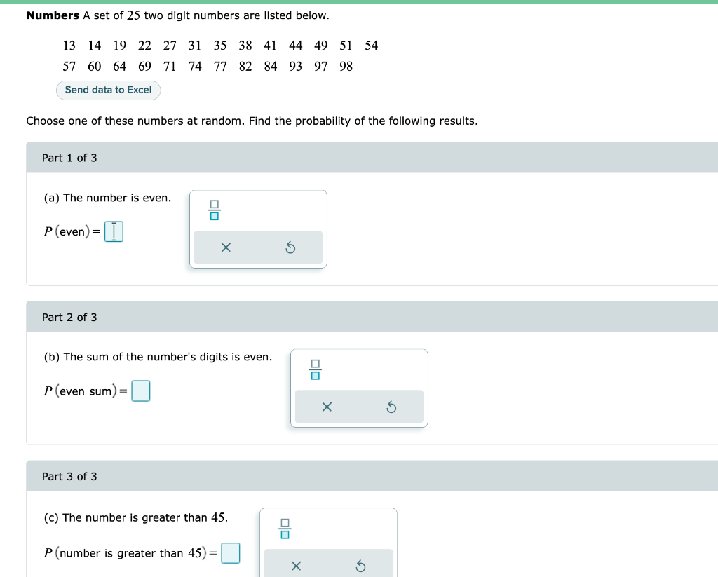 Solved Numbers A set of 25 two digit numbers are listed | Chegg.com