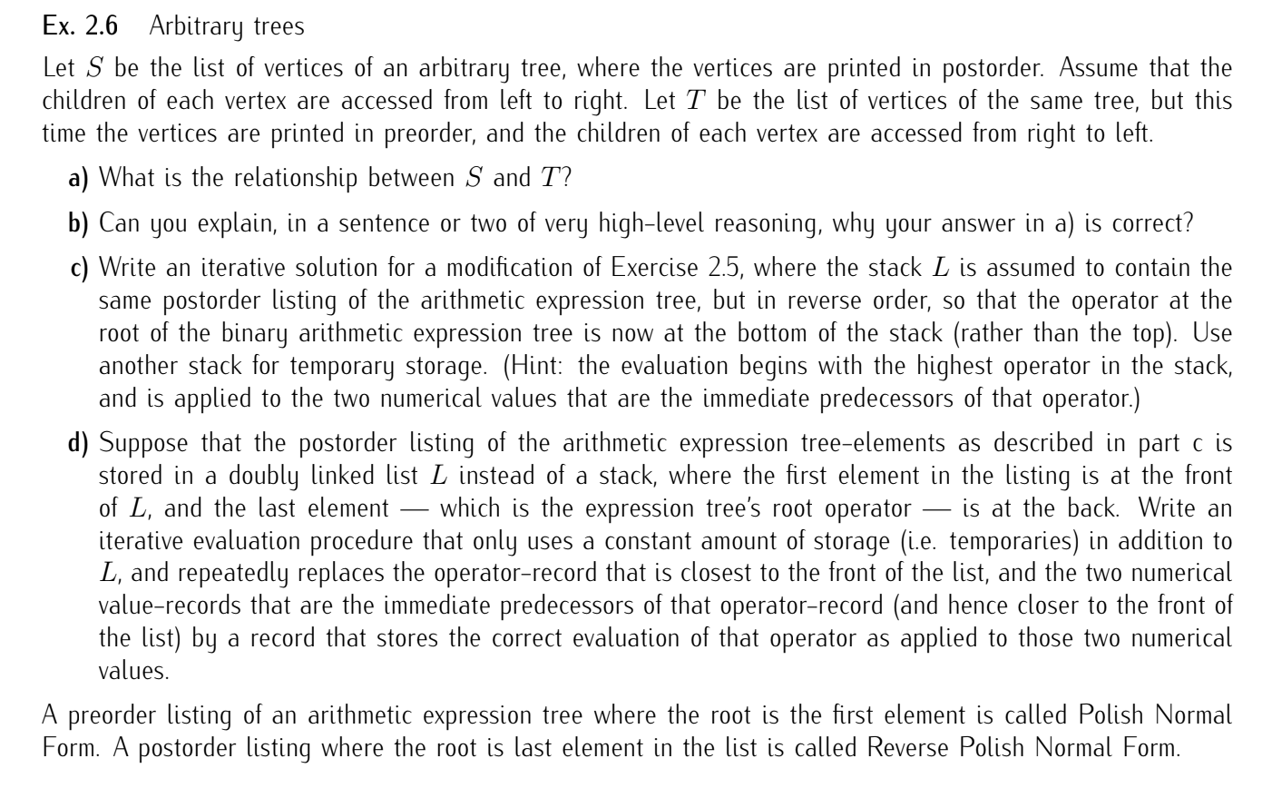 Solved Ex. 2.6 Arbitrary trees Let S be the list of vertices | Chegg.com
