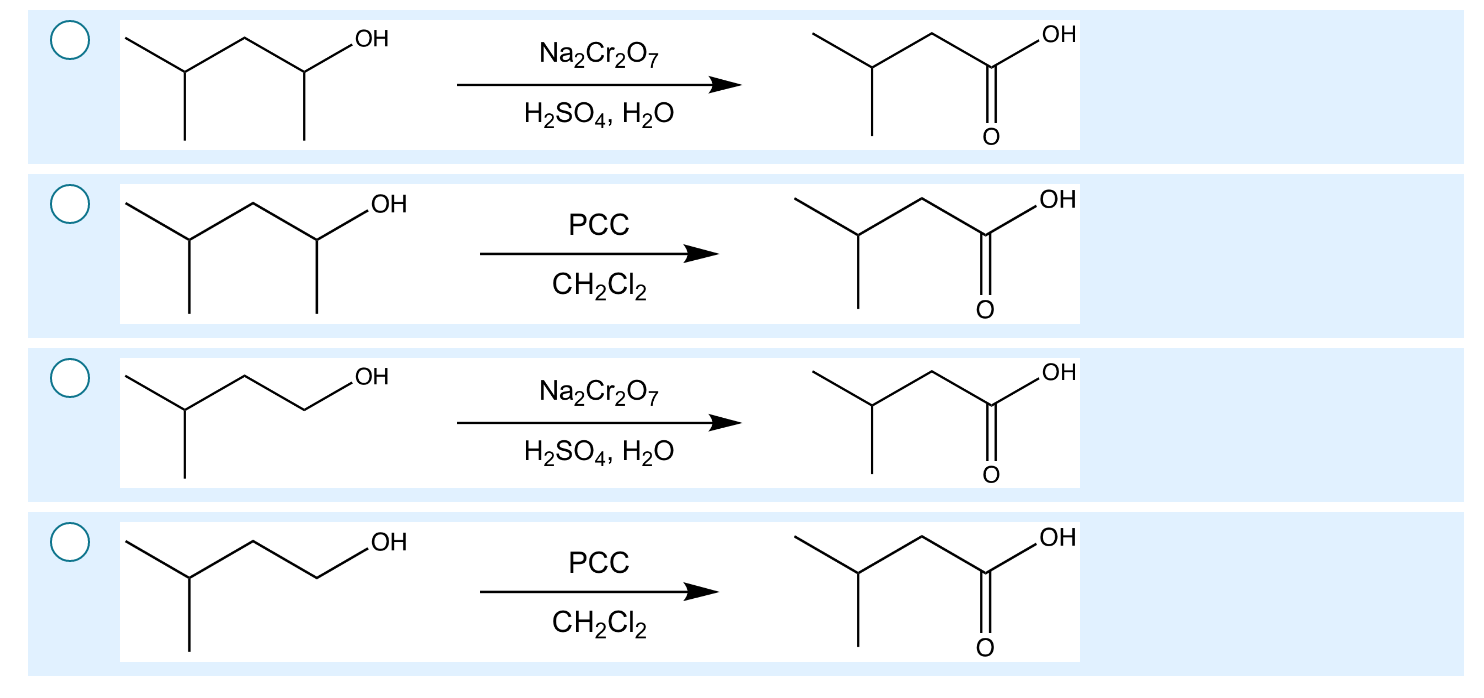 Solved Which reaction conditions are best suited for the | Chegg.com
