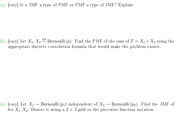 Solved (a) Jeasyl Is a JMF a type of PMF or PMF a type of | Chegg.com