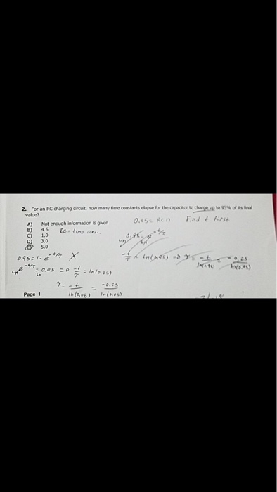 Solved For an RC charging circuit, how many time constants | Chegg.com