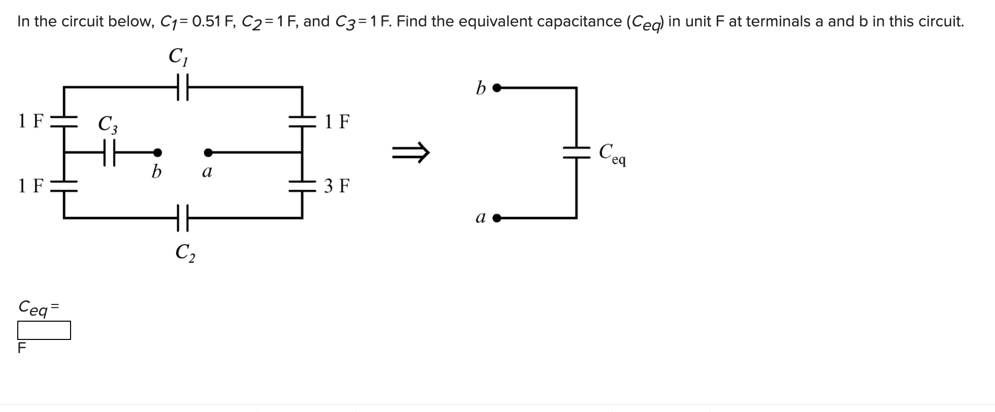 Solved In the circuit below, C1= 0.51 F, C2= 1 F, and C3= 1 | Chegg.com
