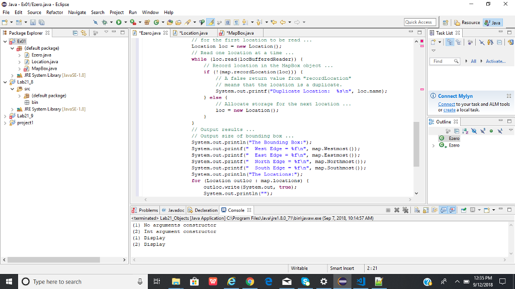 Java - Ex01/Ezero java - Eclipse File Edit Source | Chegg.com