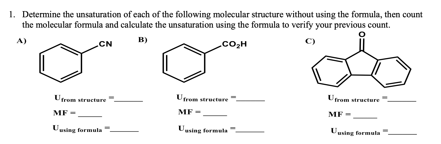 Solved Determine the unsaturation of each of the following | Chegg.com