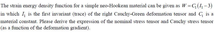 Solved The strain energy density function for a simple | Chegg.com