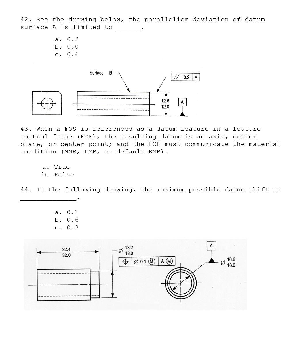 Solved 42. See the drawing below, the parallelism deviation | Chegg.com