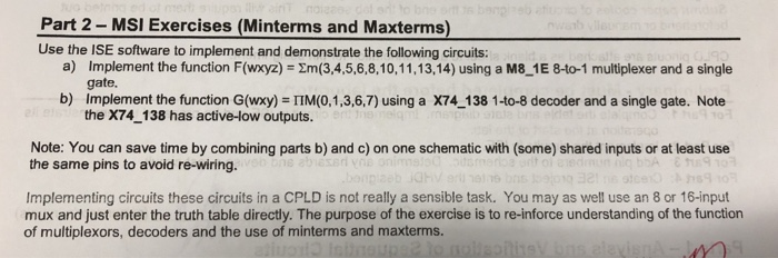 Solved MSI Exercise for Minterms and Maxterms So | Chegg.com