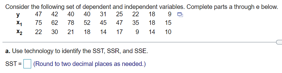 Solved SSR= ________ SSE=_________ B. Calculate multiple | Chegg.com