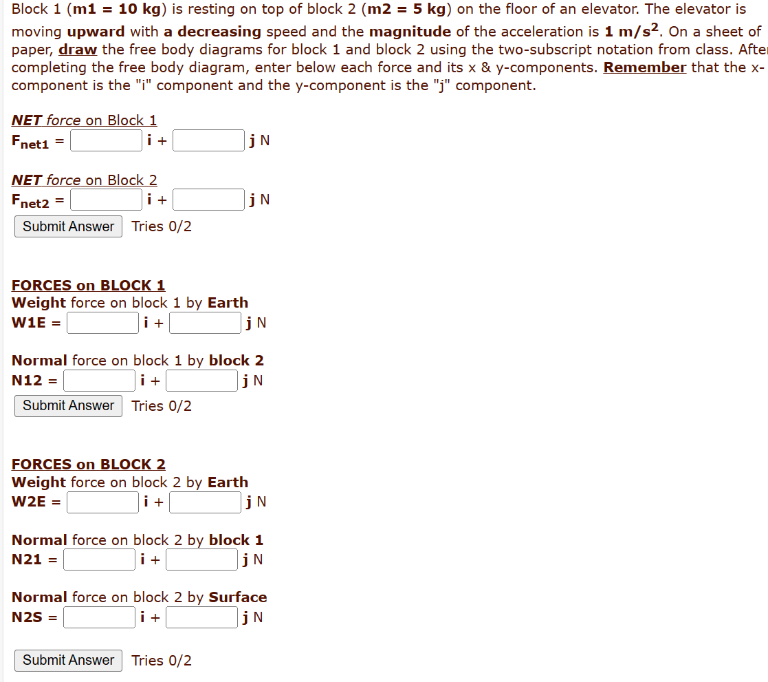 Solved Block 1(m1=10 kg) is resting on top of block 2(m2=5 | Chegg.com