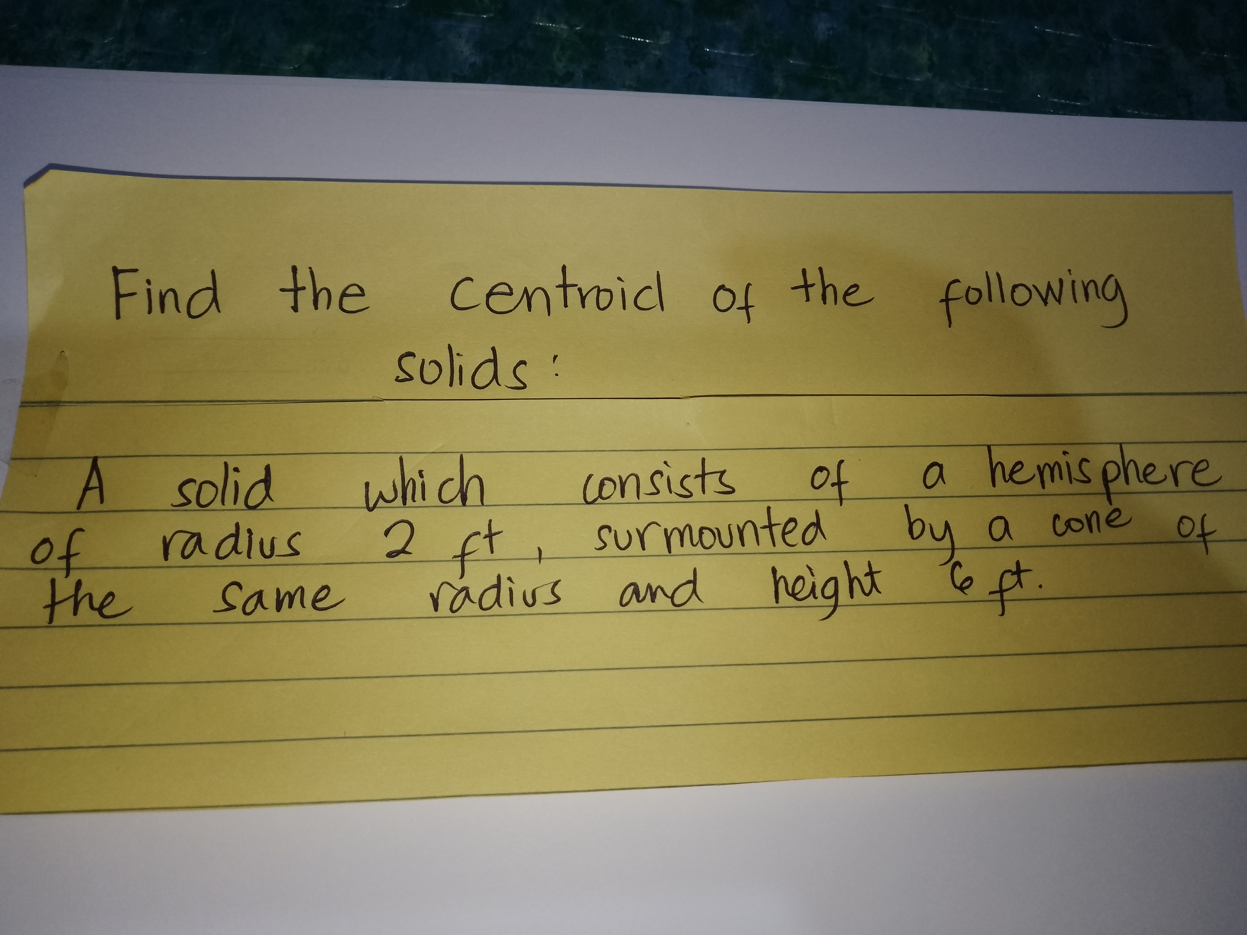 Solved Find the centroid of the followingsolids:A solid | Chegg.com