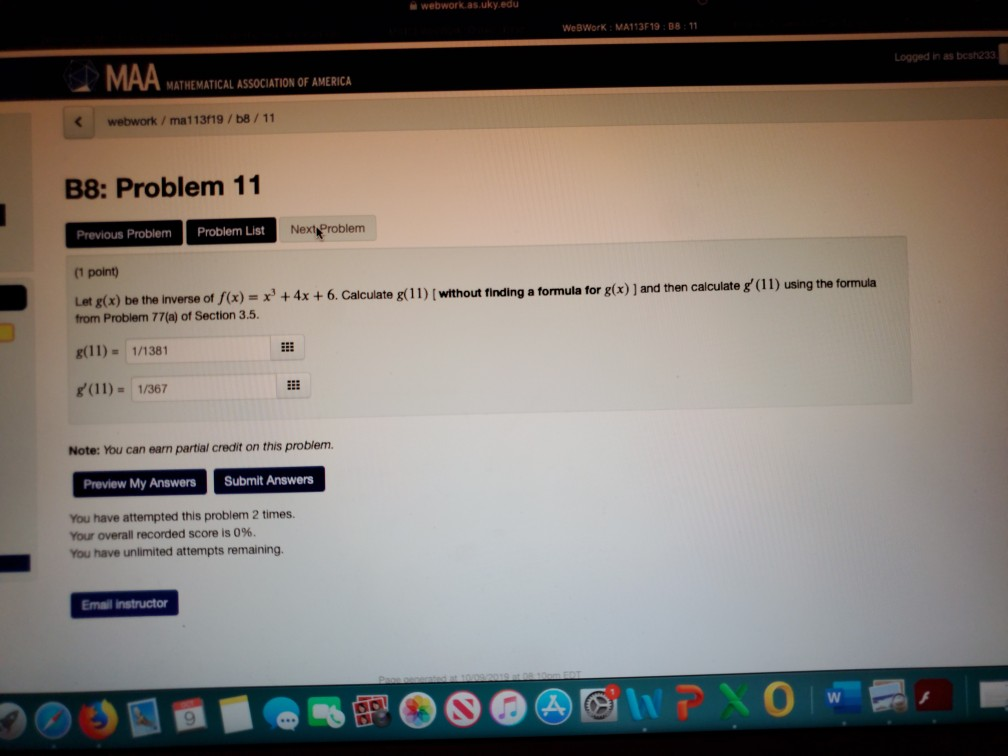 Solved webwork as.uky.edu WebWork : MA113F1938:8 Logged in | Chegg.com