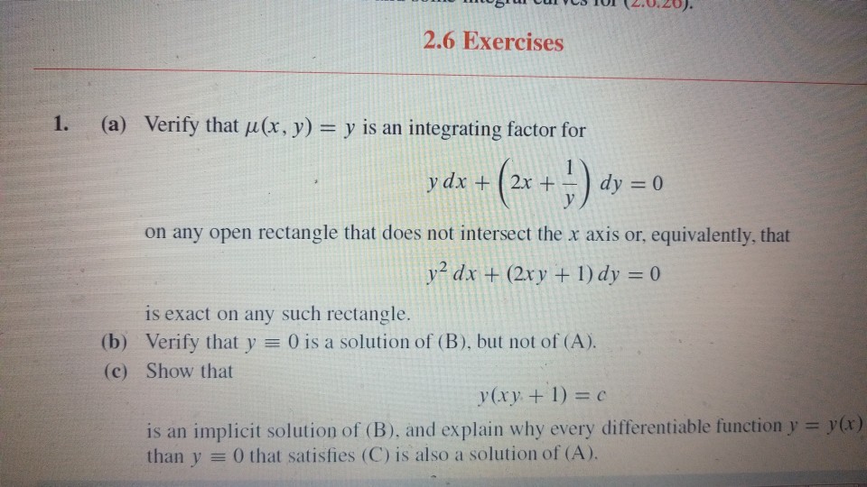 Solved biui cu s 1o1 (2.0.20). 2.6 Exercises (a) Verify that | Chegg.com