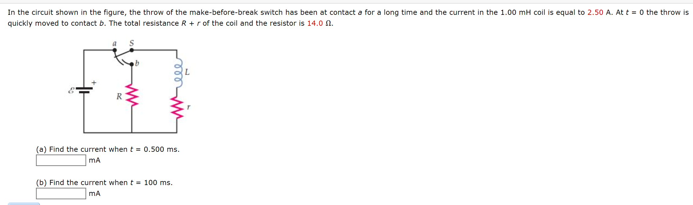 Solved In the circuit shown in the figure, the throw of the | Chegg.com