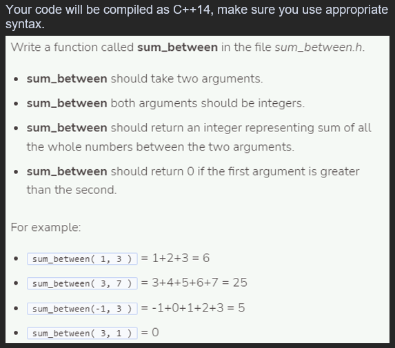 Solved Write A Function Called Sumbetween In The File 3259