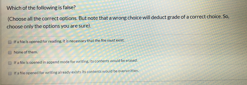 Solved Which of the following is false? (Choose all the | Chegg.com