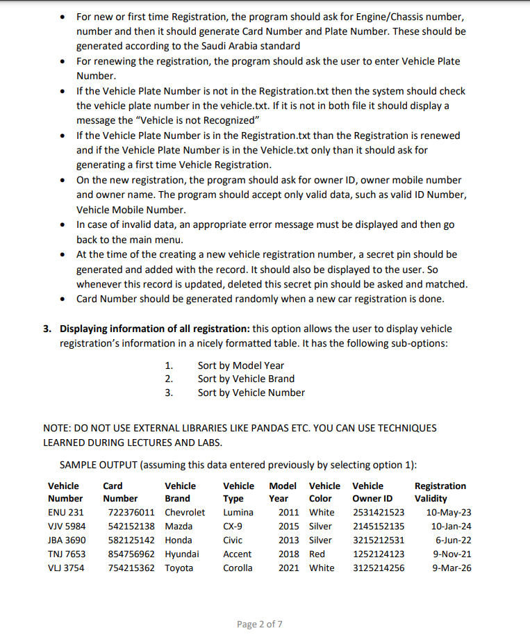 Solved Vehicle Registration Management System Project | Chegg.com