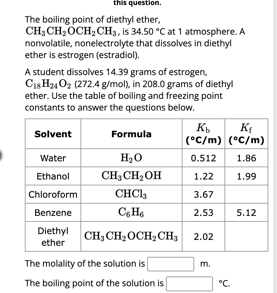 Solved Boiling Point Elevation/Freezing Point Depression | Chegg.com