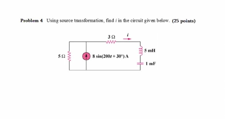 Solved Problem 4 Using source transformation, find i in the | Chegg.com