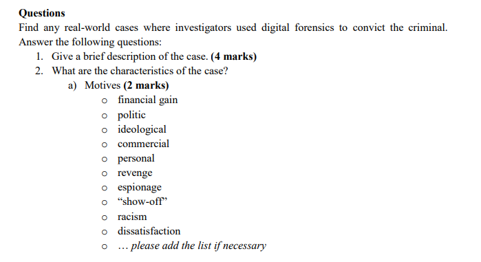 Solved Questions Find any real-world cases where | Chegg.com