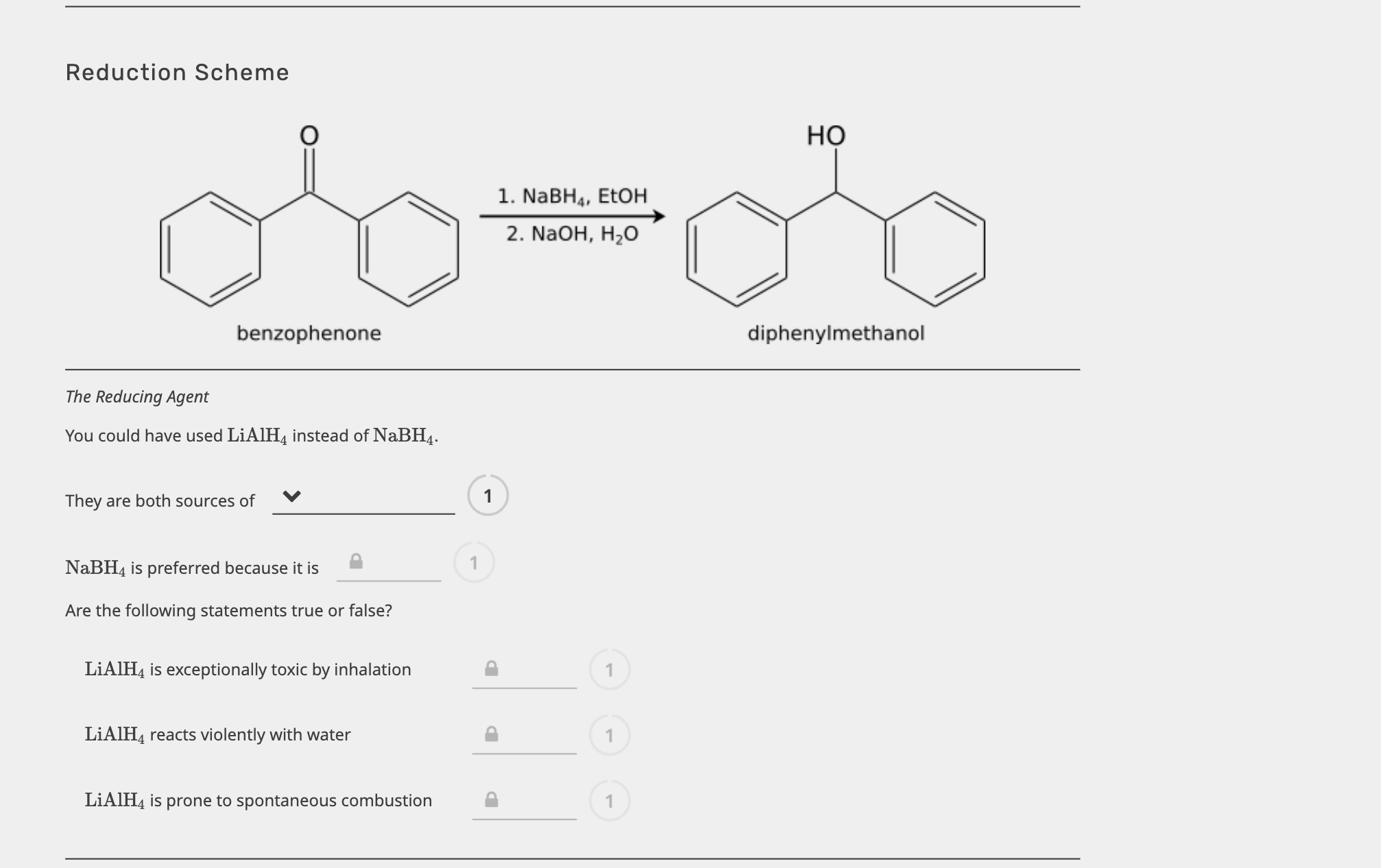 Solved Reduction Scheme benzophenone diphenylmethanol The | Chegg.com