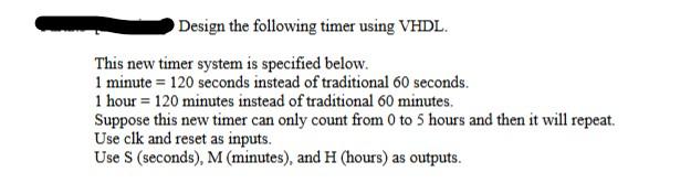 Solved Design The Following Timer Using Vhdl This New Timer