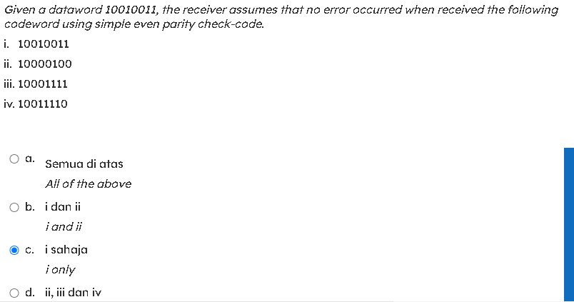 Solved Given a dataword 10010011, the receiver assumes that | Chegg.com