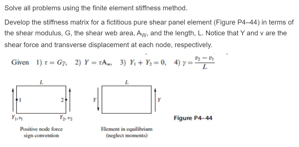 Solved Solve all problems using the finite element stiffness | Chegg.com