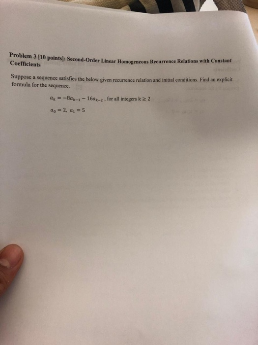 Solved Problem 3 [10 points]: Second- Coefficients Order | Chegg.com