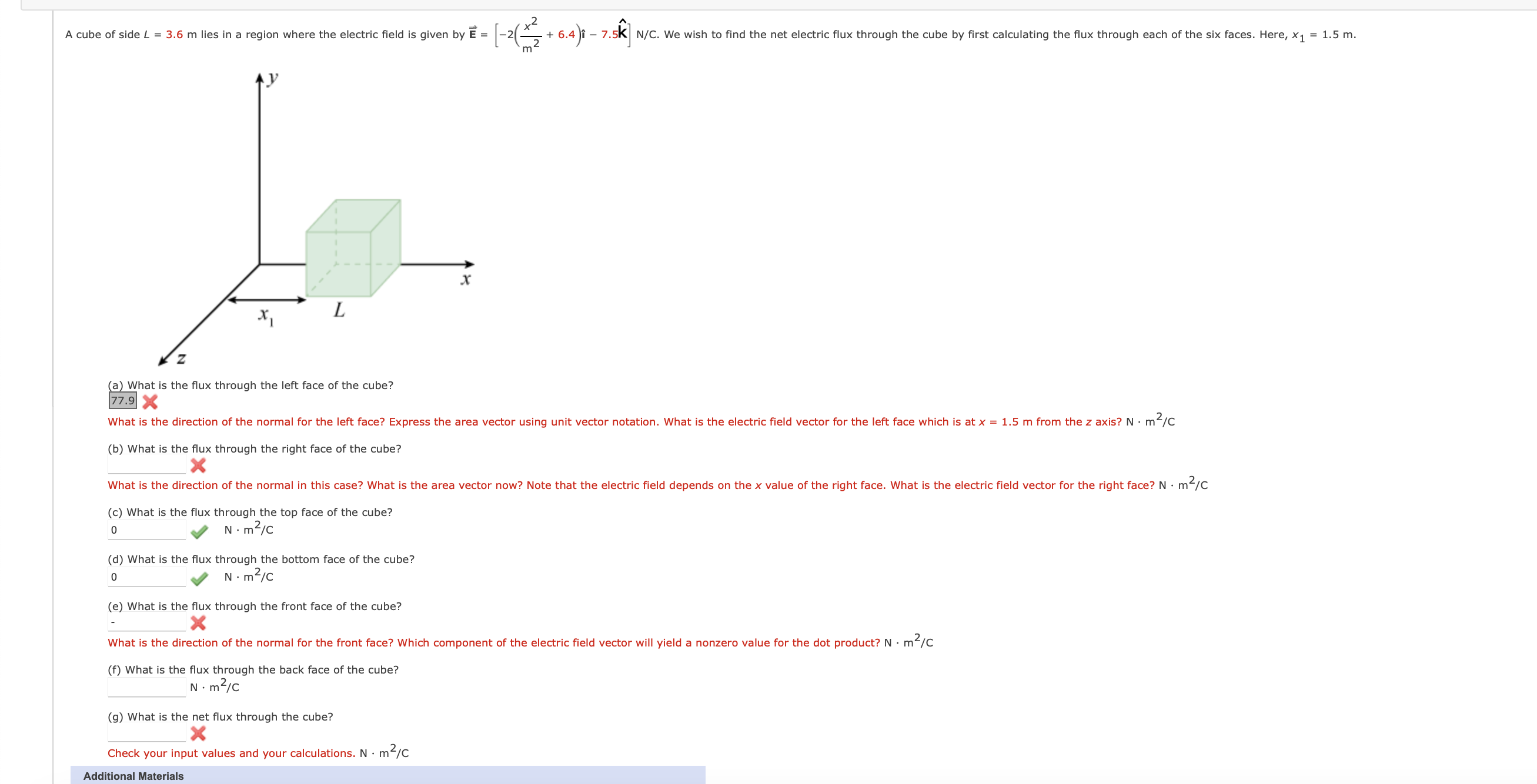 Solved (a) What is the flux through the left face of the | Chegg.com