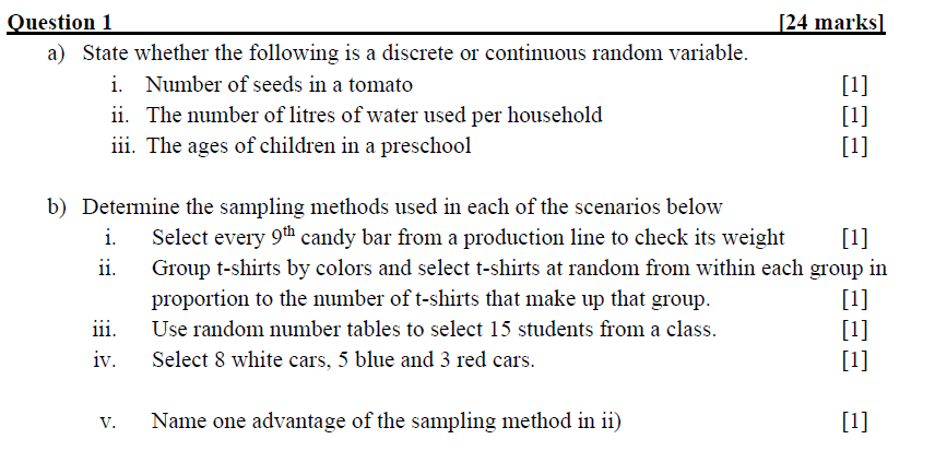 Solved a) State whether the following is a discrete or | Chegg.com