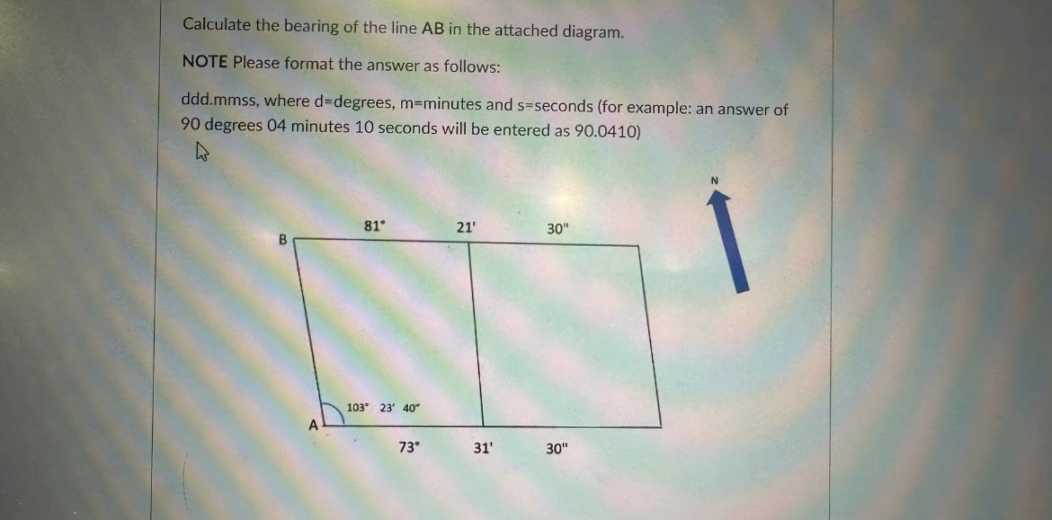 Solved Calculate the bearing of the line AB ﻿in the attached | Chegg.com