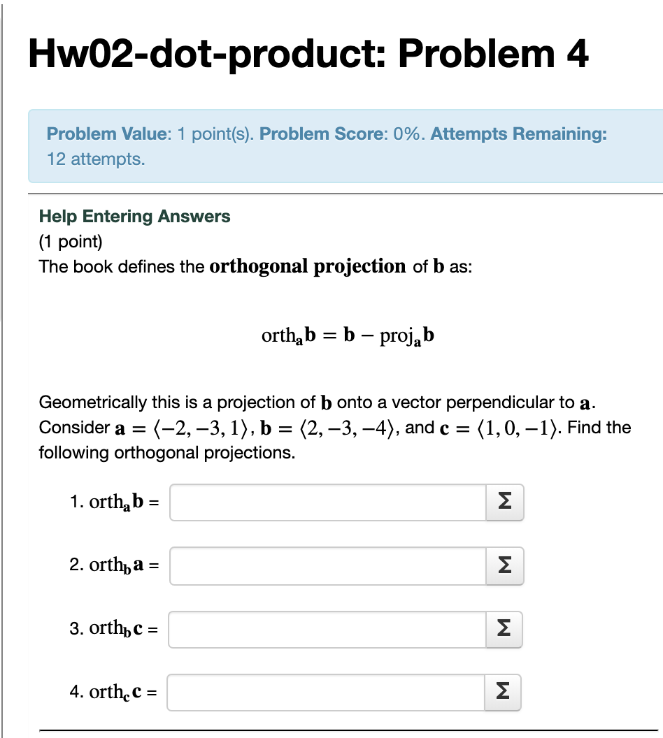 Solved Hw02-dot-product: Problem 4 Problem Value: 1 | Chegg.com