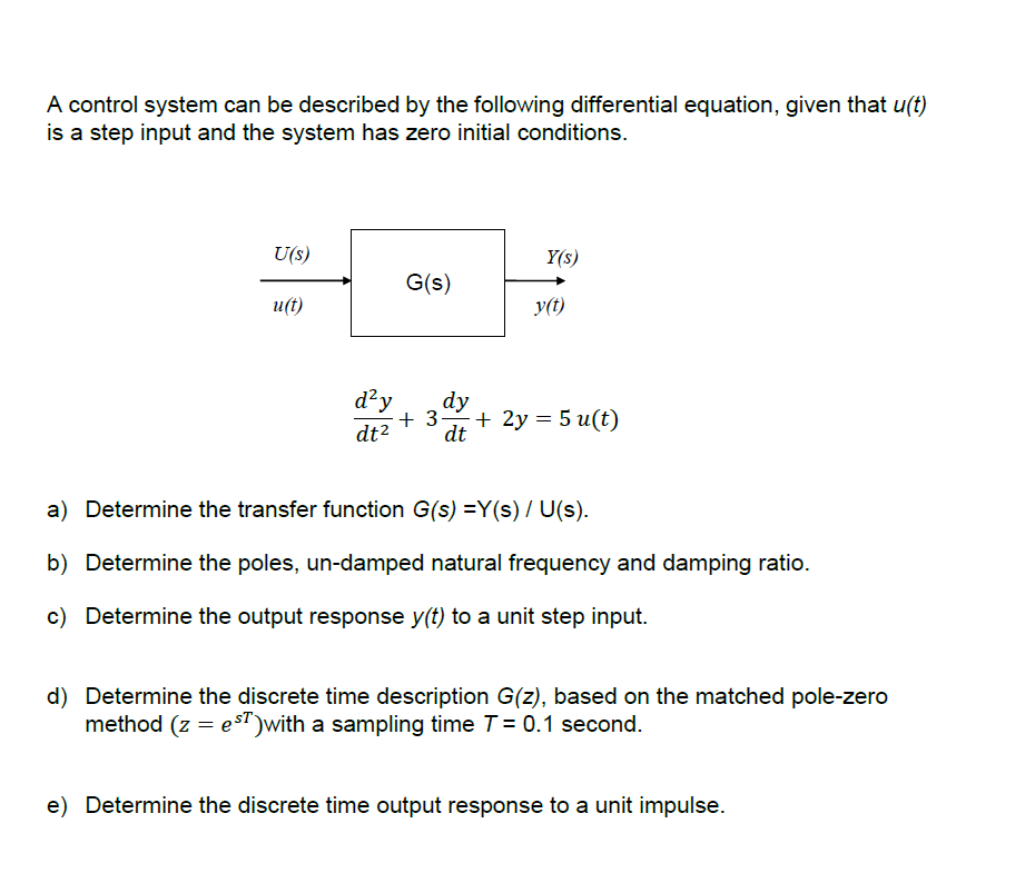 Solved A control system can be described by the following | Chegg.com