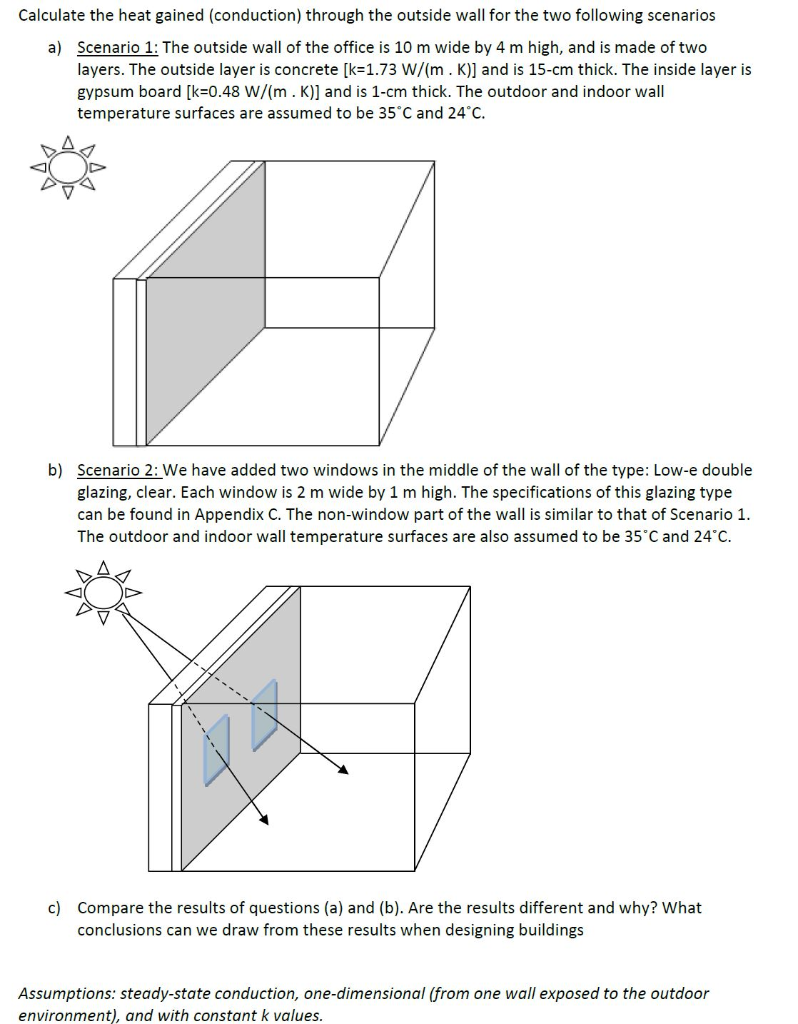 Solved Calculate the heat gained (conduction) through the | Chegg.com