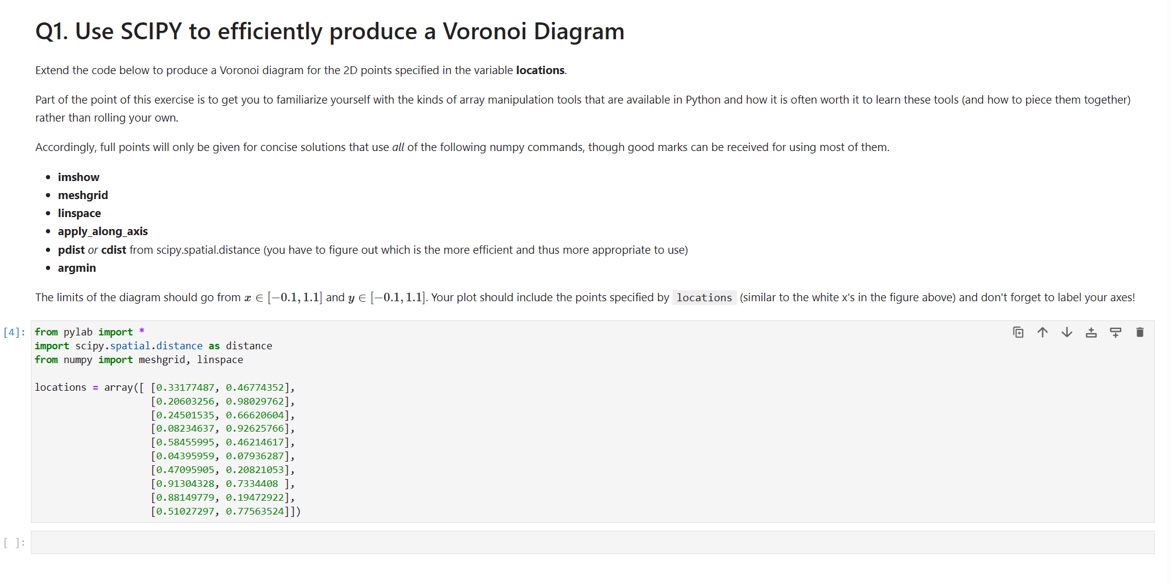 Solved Extend the code below to produce a Voronoi diagram | Chegg.com