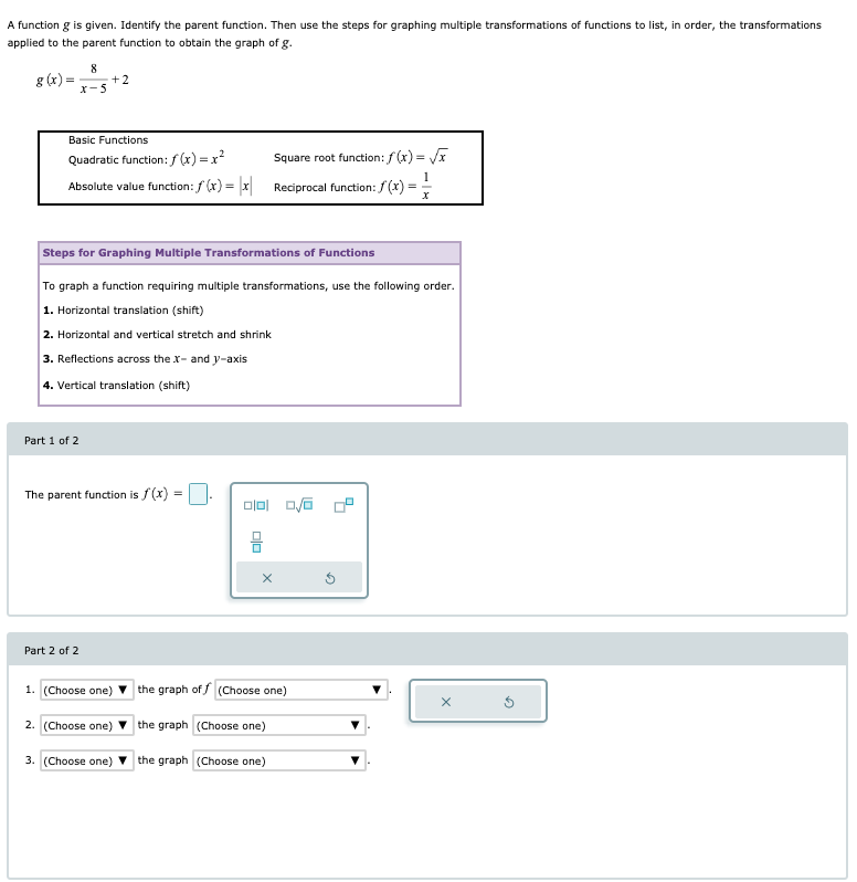 Solved A function g is given. Identify the parent function. | Chegg.com