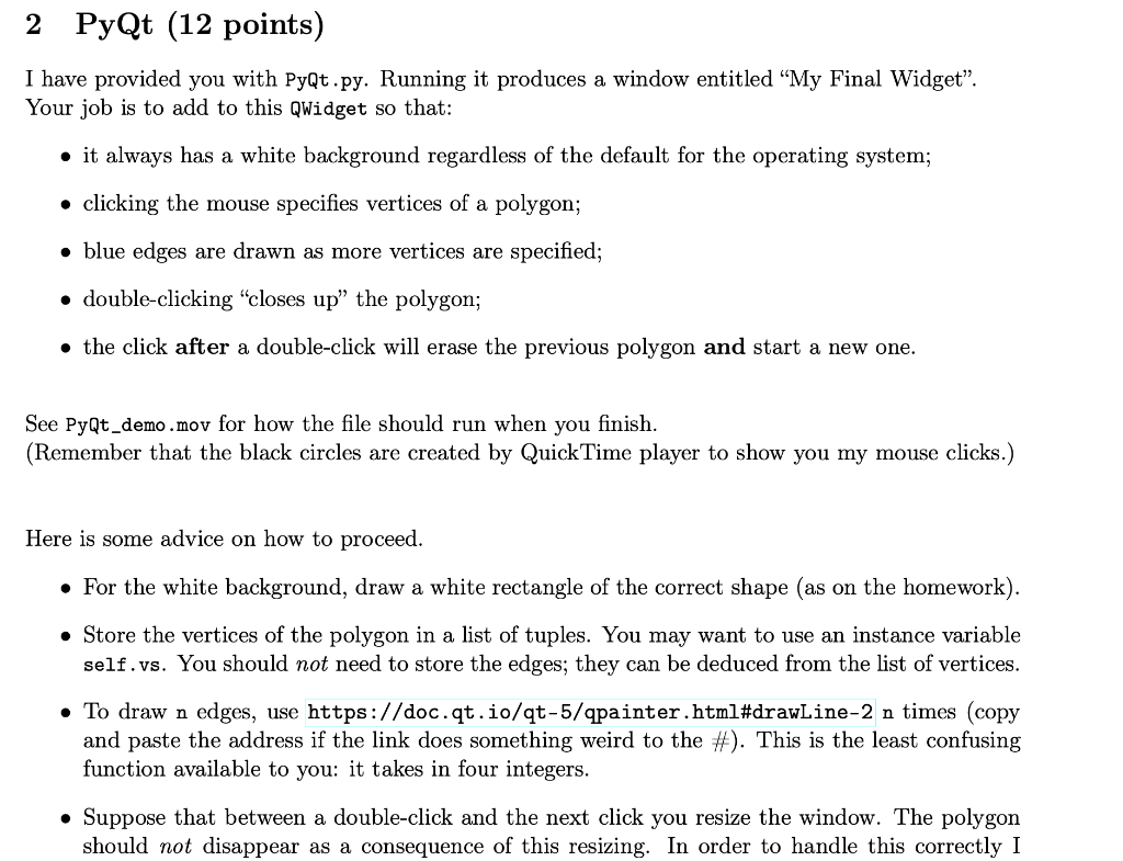 Solved 2 PyQt (12 points) I have provided you with PyQt.py. | Chegg.com