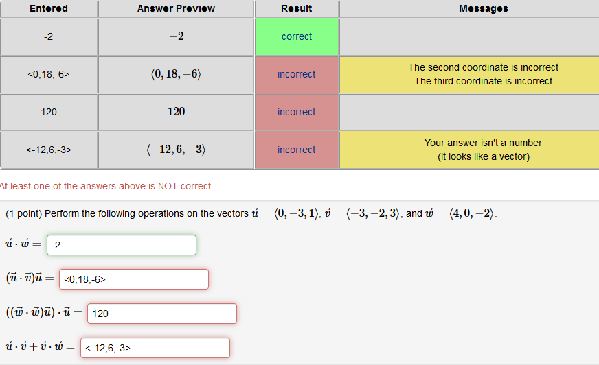 Solved Entered Answer Preview Result Messages -2 correct The | Chegg.com