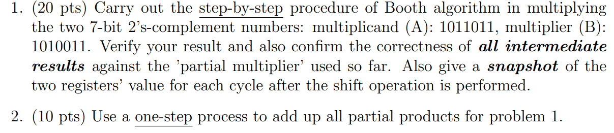 Solved 1. (20 pts) Carry out the step-by-step procedure of | Chegg.com