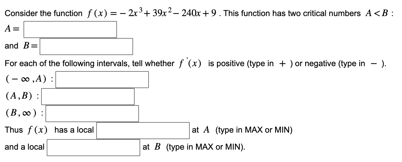 Solved Consider the function f(x)=−2x3+39x2−240x+9. This | Chegg.com